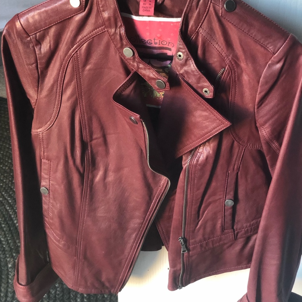 Burgundy Red Real Leather Jacket - Gem